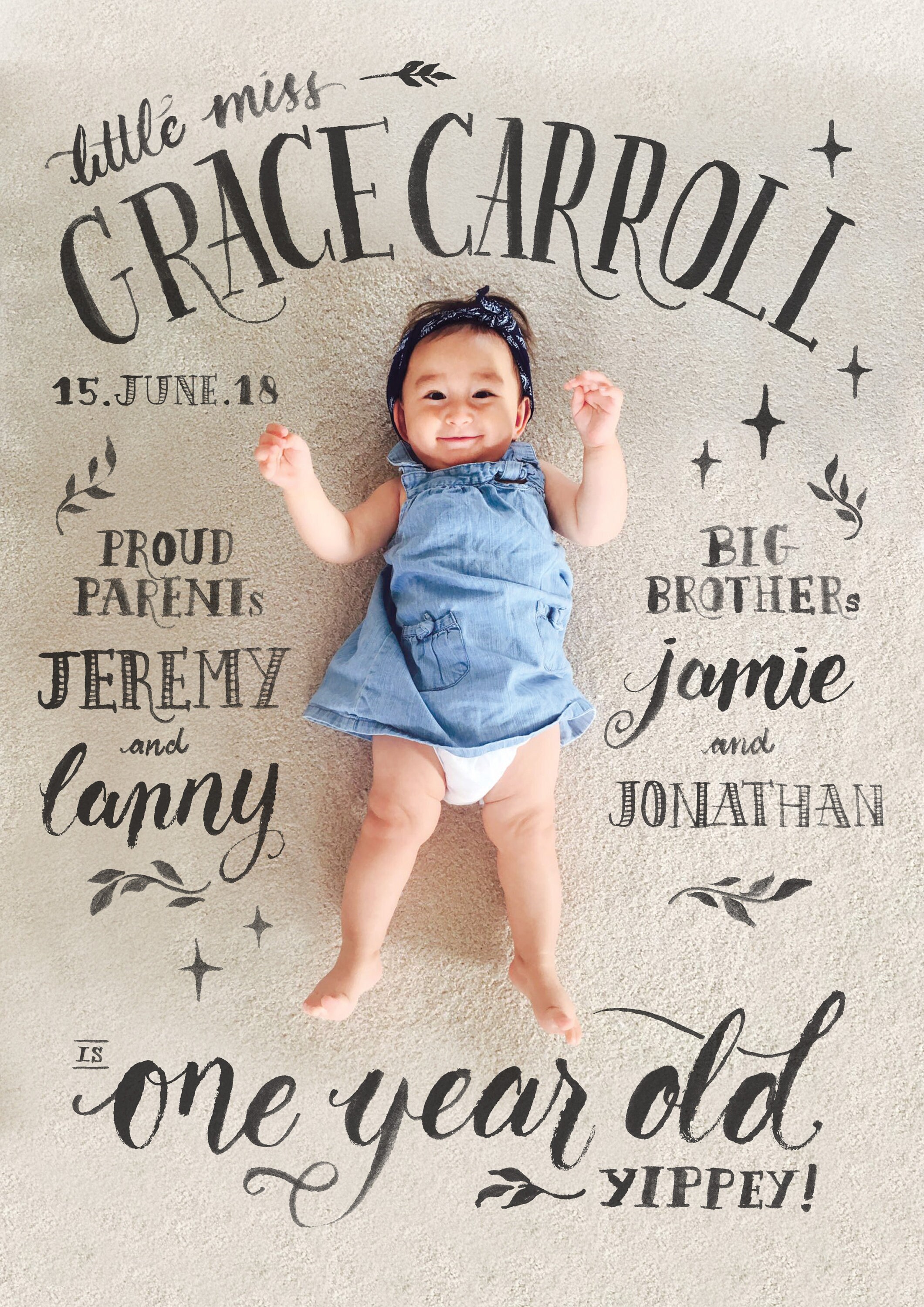 Baby Announcement Print Newborn Milestone Infographic Handwritten ...