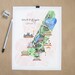 Wedding Map Invitation Custom Watercolor Hand Drawn Lettered Couple ...