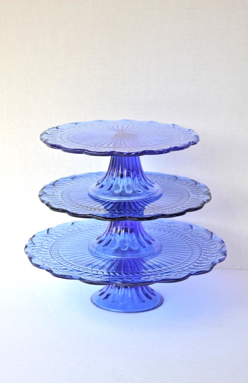 Gorgeous Laurel Leaf Cobalt Blue Cake Stands - 3 Sizes - Cupcake Stand ...