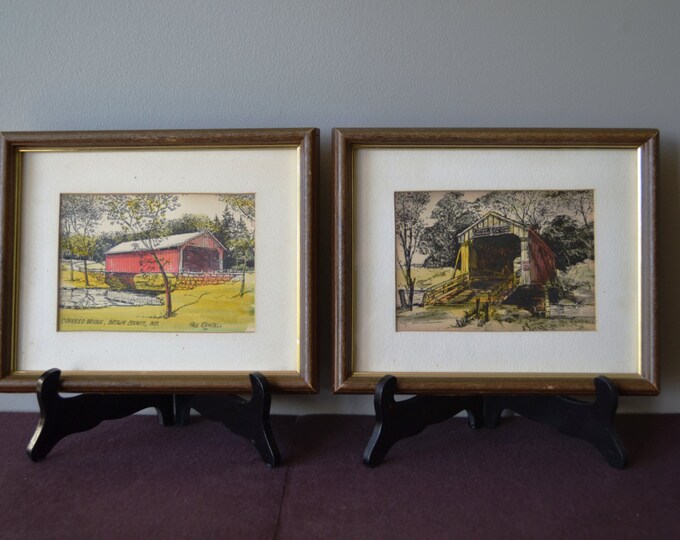 Set of 2 Framed Paul Randall Original Watercolor Paintings - Signed and ...