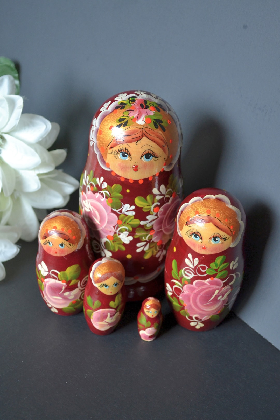 Russian Matryoshka Babushka Wooden Nesting Dolls Hand-made Hand-painted ...
