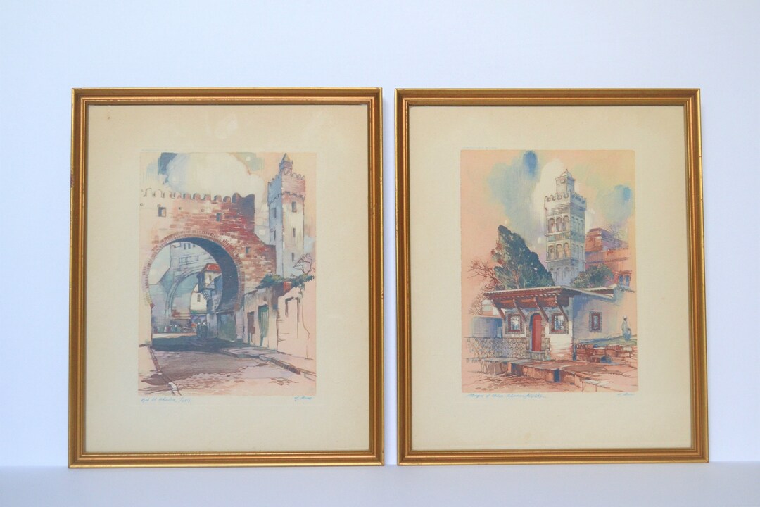 Set of 2 Vintage Al Mettel Signed Prints - the Mosque of Abder-rhaman ...