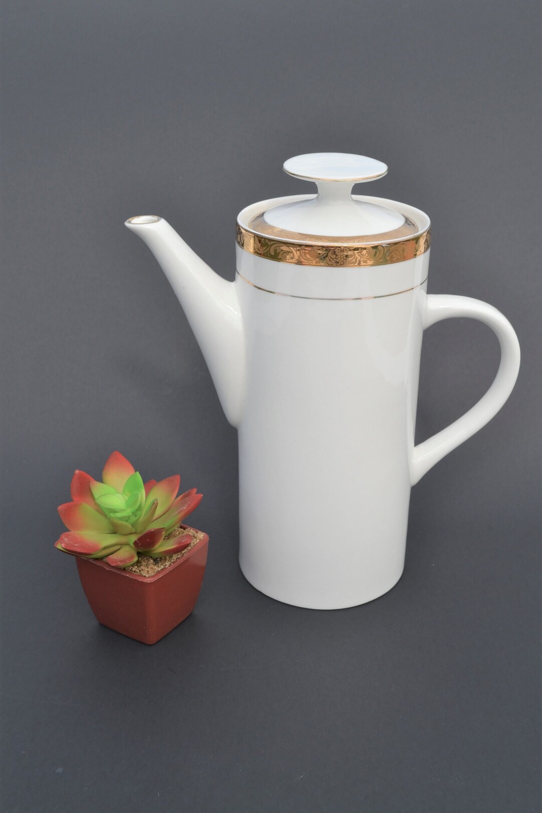 Sango Deville Porcelain Gold Filigree Band Coffee Pot/teapot - Made in ...