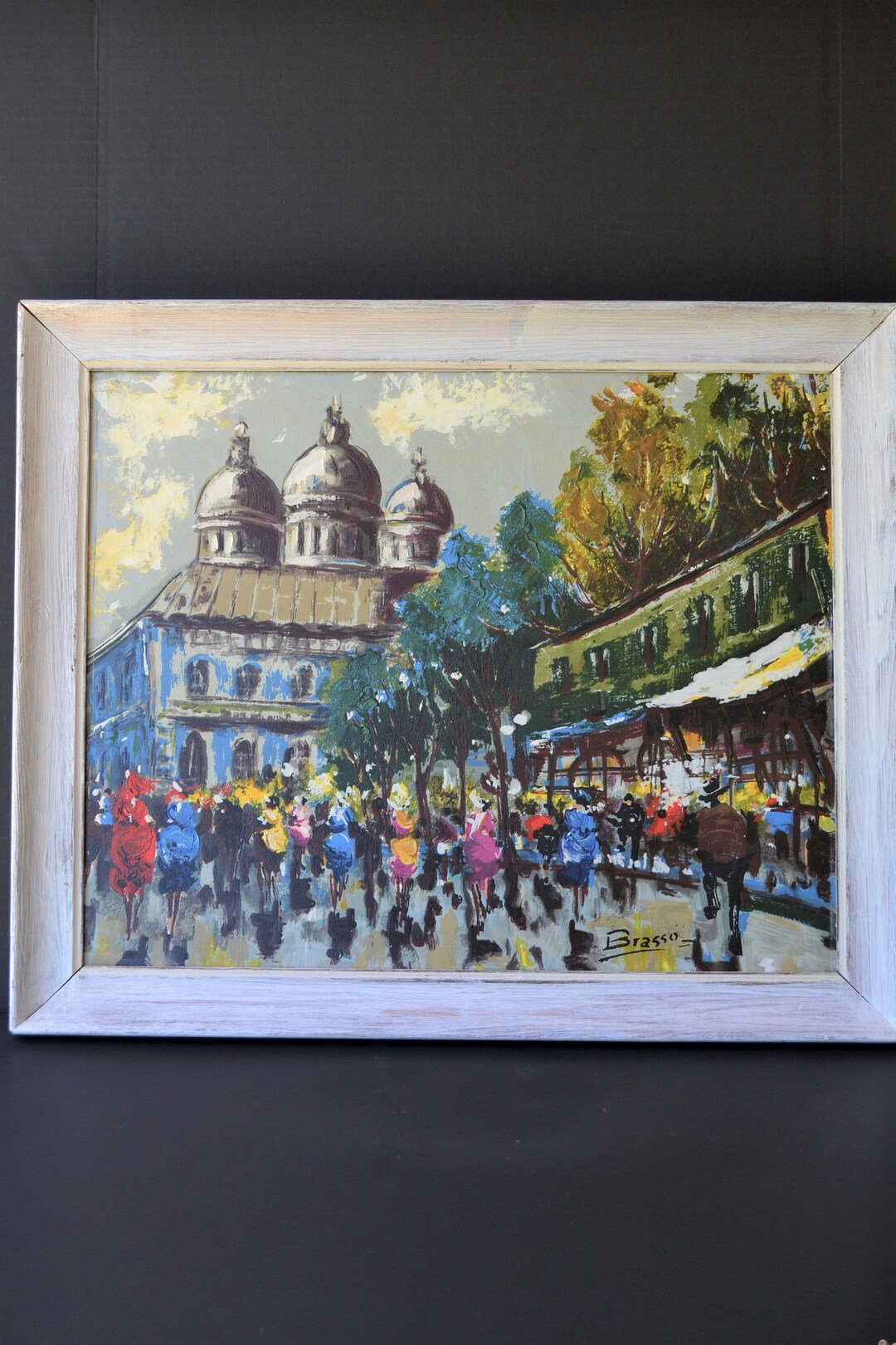 Mid Century Montmartre Paris Scene Impressionist Oil on Canvas Signed ...