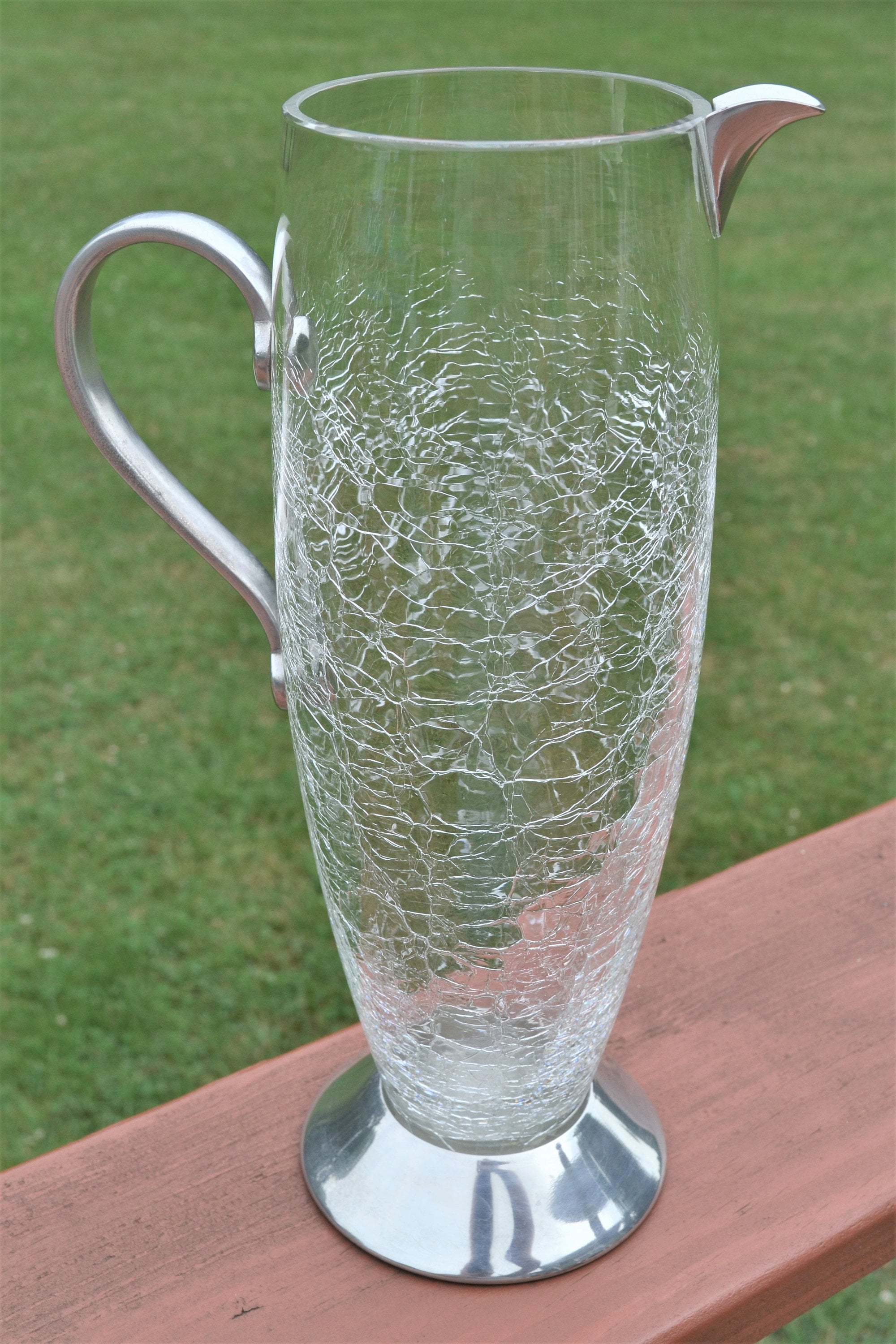 Nick Munro Crackled Glass & Pewter Pitcher/jug - Etsy Australia