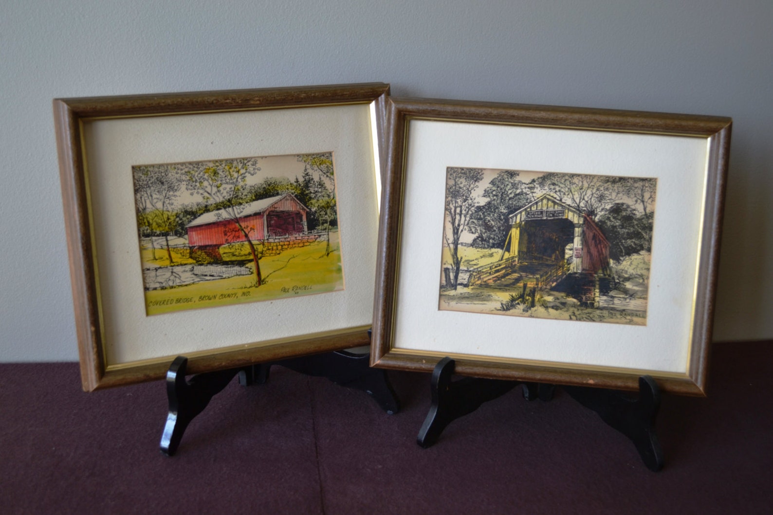 Set of 2 Framed Paul Randall Original Watercolor Paintings Signed and ...