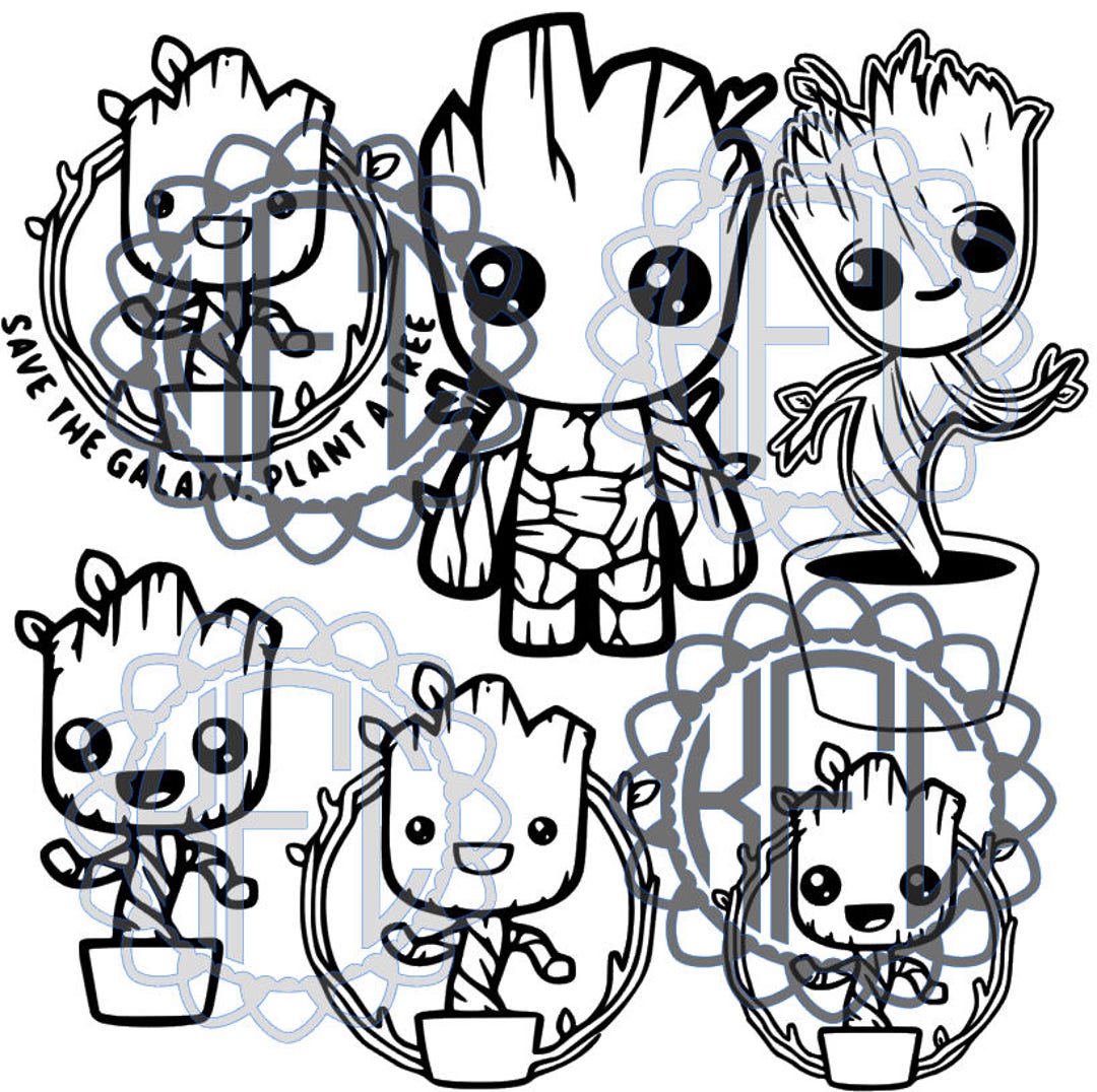 Baby Groot Designs SVG PNG Pdf EPS& Silhouette Studio3 - Etsy