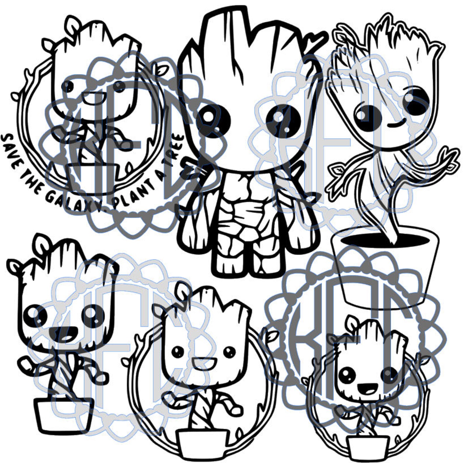Baby Groot Designs SVG PNG Pdf EPS& Silhouette Studio3 - Etsy