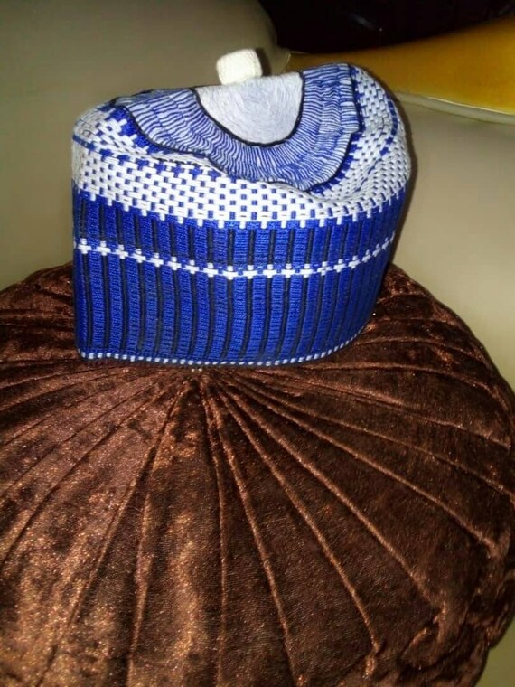 Blue Hausa Aboki Mallam Cap African Men's Cap Head Size | Etsy