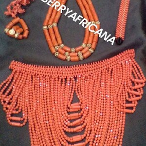 Benin Bridal Coral Beads Outfit. African Wedding Coral Beads Set for ...