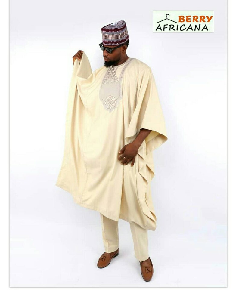 Agbada With Short Sleeve Kaftan for Men .groom Agbada 3 Piece - Etsy