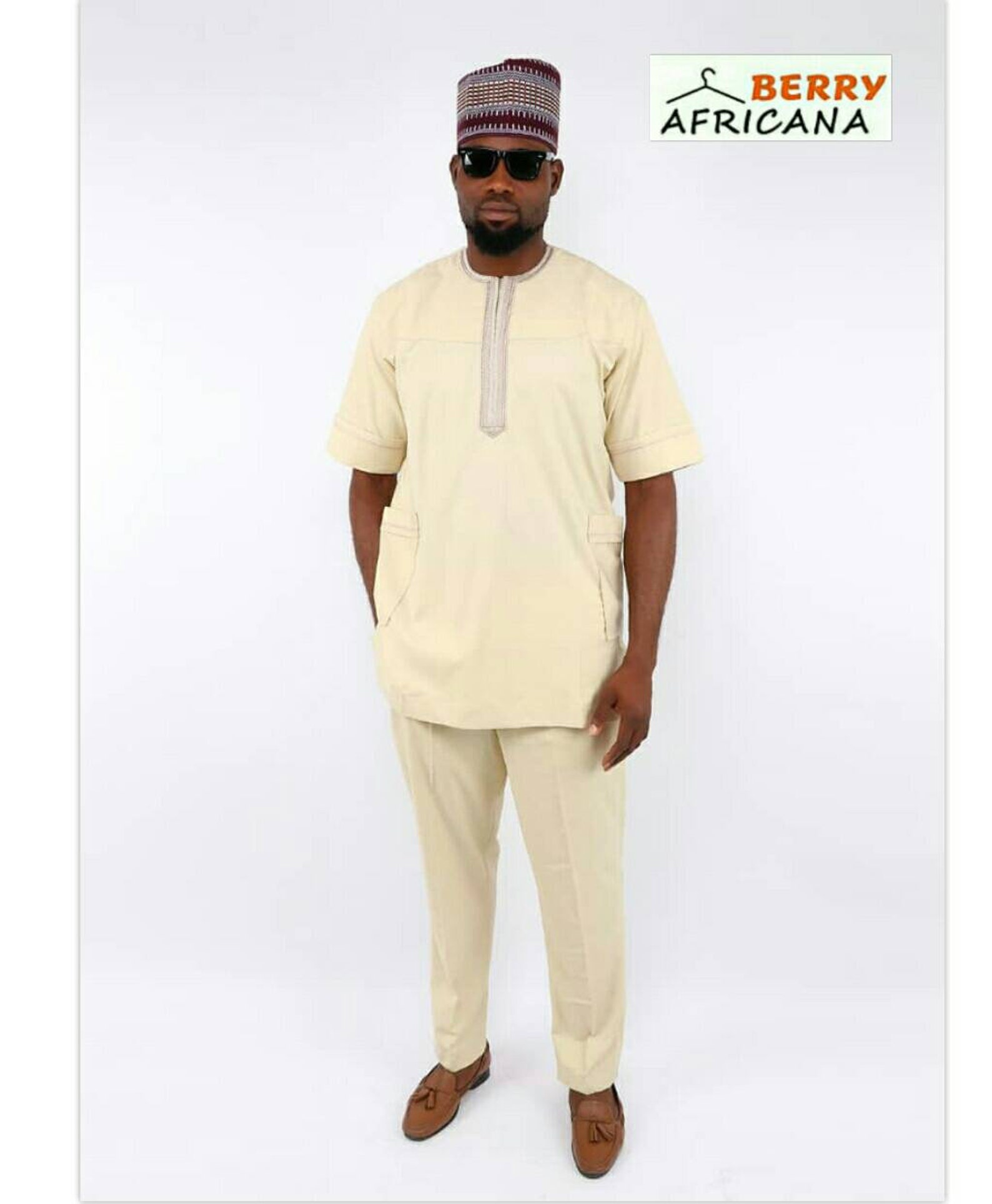 Agbada With Short Sleeve Kaftan for Men .groom Agbada 3 Piece - Etsy