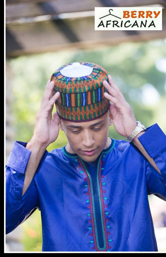 Orange Green and Blue Themed Hausa Aboki Mallam Cap African - Etsy Hong ...