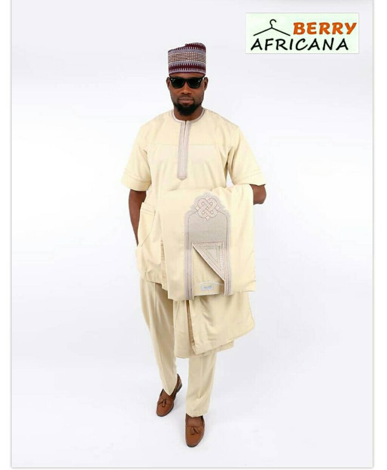 Agbada With Short Sleeve Kaftan for Men .groom Agbada 3 Piece - Etsy