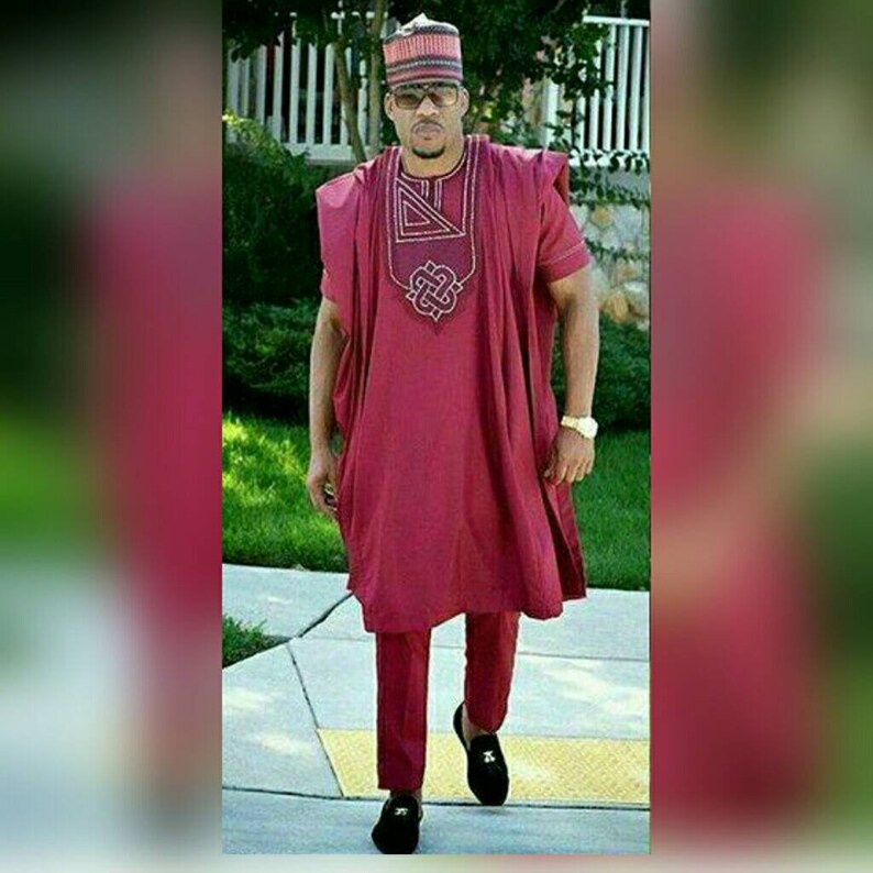 Agbada for Men With Short Sleeve Kaftan. 3 Pieces Traditional - Etsy