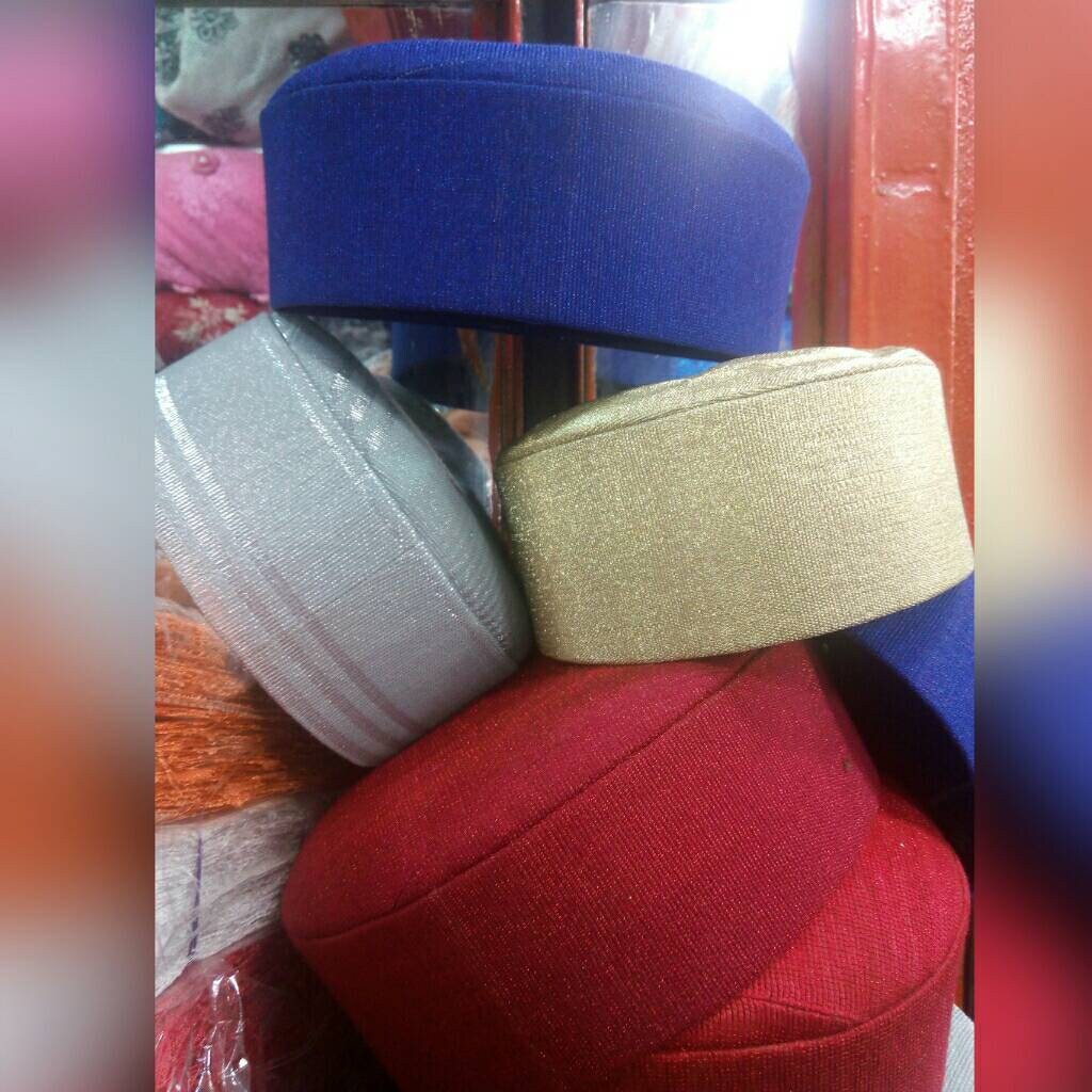Structured Aso-oke Fila Cap Available in Red, Blue, Gold and Silver for ...