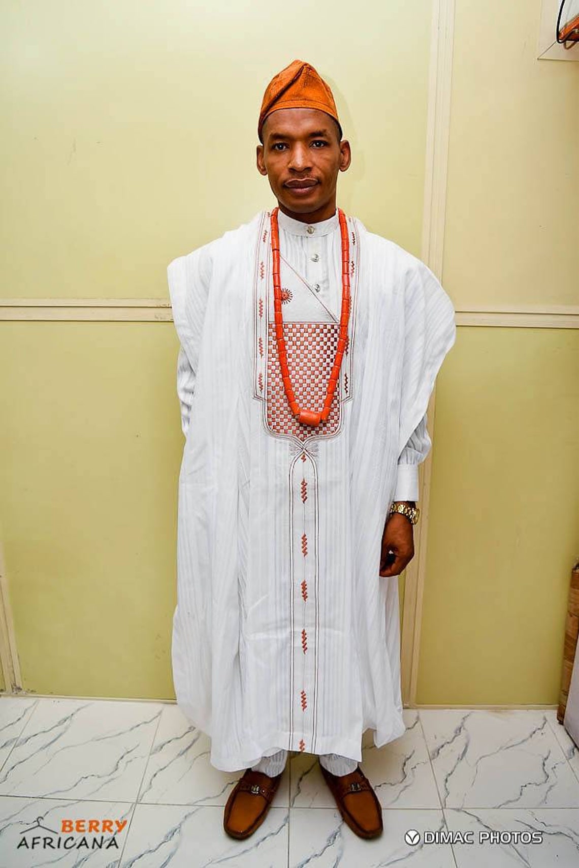 Orange Embroidered Agbada With Long Sleeve Kaftan for Men by | Etsy