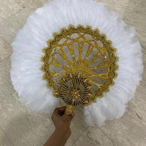 New Design Round Traditional Wedding Handfan With Battery Powered Fan ...