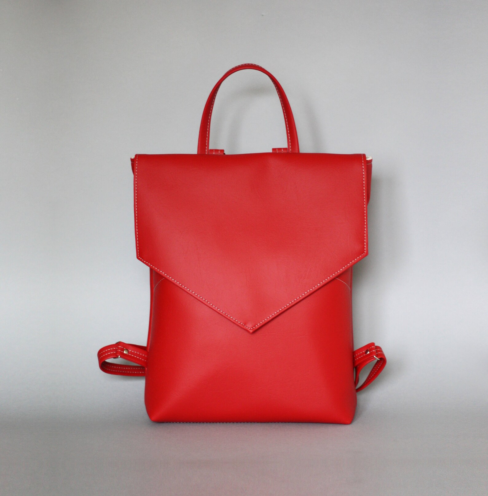 Red Backpack for Women Vegan Leather Backpack Handmade - Etsy