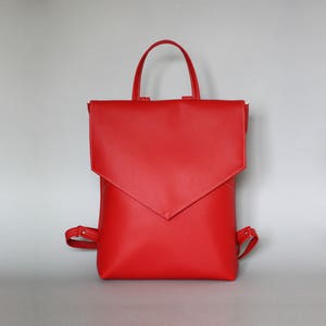 Red Backpack for Women, Vegan Leather Backpack, Small Daypack ...