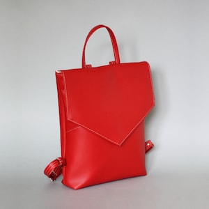 Red Backpack for Women, Vegan Leather Backpack, Small Daypack ...