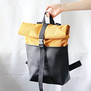 Roll Top Backpack Mens Leather Backpack Laptop Backpack for - Etsy