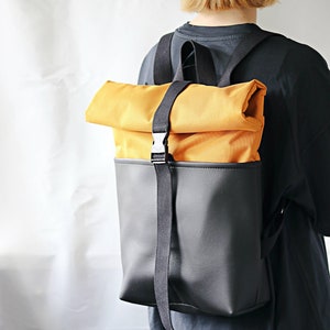 Roll Top Backpack Mens Leather Backpack Laptop Backpack for - Etsy