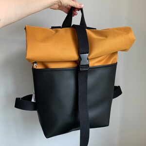 Roll Top Backpack Mens Leather Backpack Laptop Backpack for - Etsy