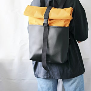 Roll Top Backpack Mens Leather Backpack Laptop Backpack for - Etsy