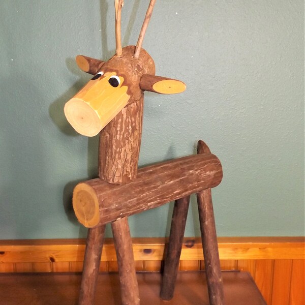 Log Reindeer - Etsy
