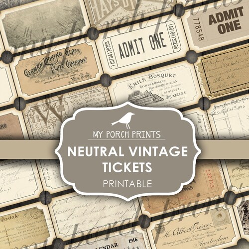 Vintage Tickets Pack 1 Digital Junk Journal and Scrapbook | Etsy