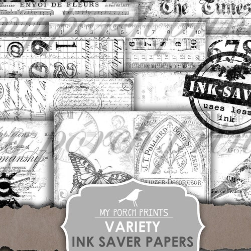 Junk Journal Ink Saver Stamp Papers Collage Paper - Etsy