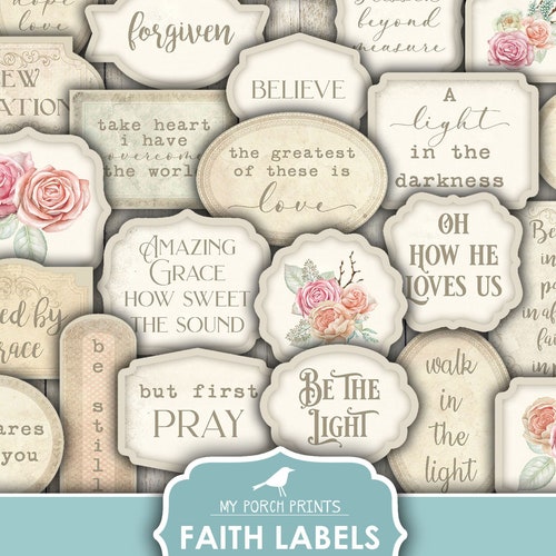Faith Labels Junk Journal Bible Journaling Stickers Verse - Etsy