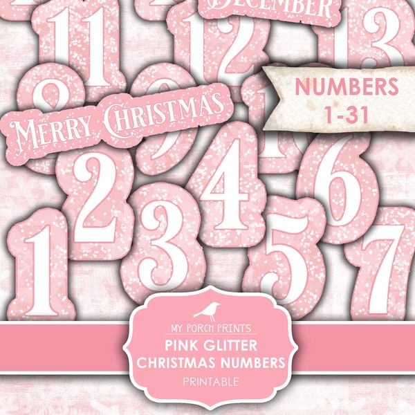 Pink Glitter Numbers - Etsy