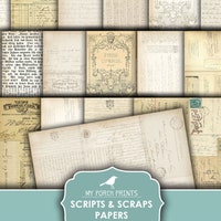 Vintage Handwriting Digital Paper Script Writing Seamless Pattern Old ...