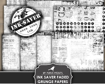 Variety, Junk Journal, Printable, Papers, Ink Saver, Black and White ...