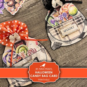 Halloween Candy Bag Card, Template, Kit, Junk Journal, Craft, Halloween ...