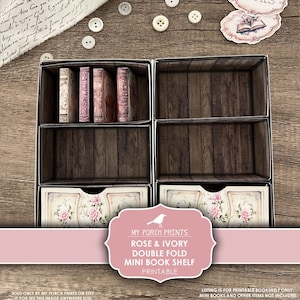 Rose and Ivory Double Fold Mini Book Shelf, Junk Journal Books ...