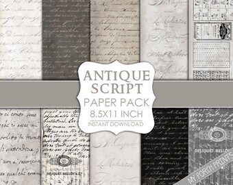 Vintage Handwriting Digital Paper Old Letters Old | Etsy