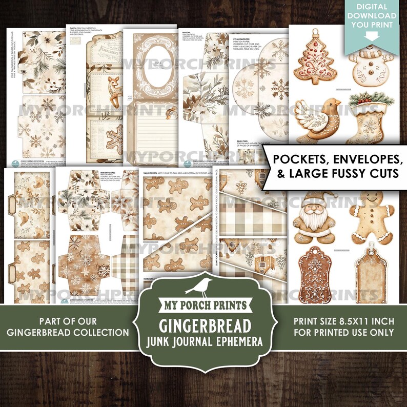 Gingerbread Junk Journal EPHEMERA, Kit, Vintage, Holiday, Cookie ...