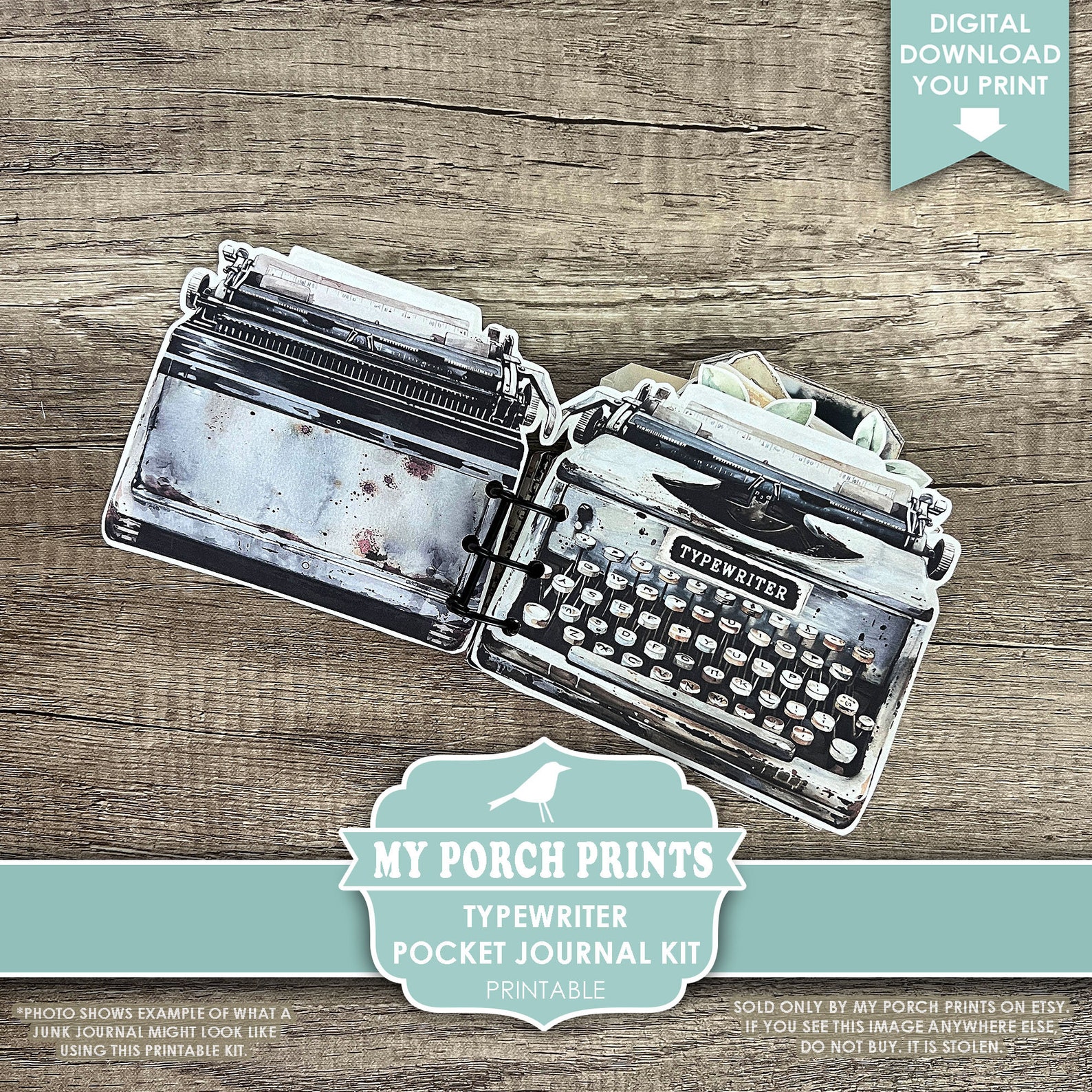 Typewriter Pocket Journal Kit, Writer Author Book Lover Masculine Men ...