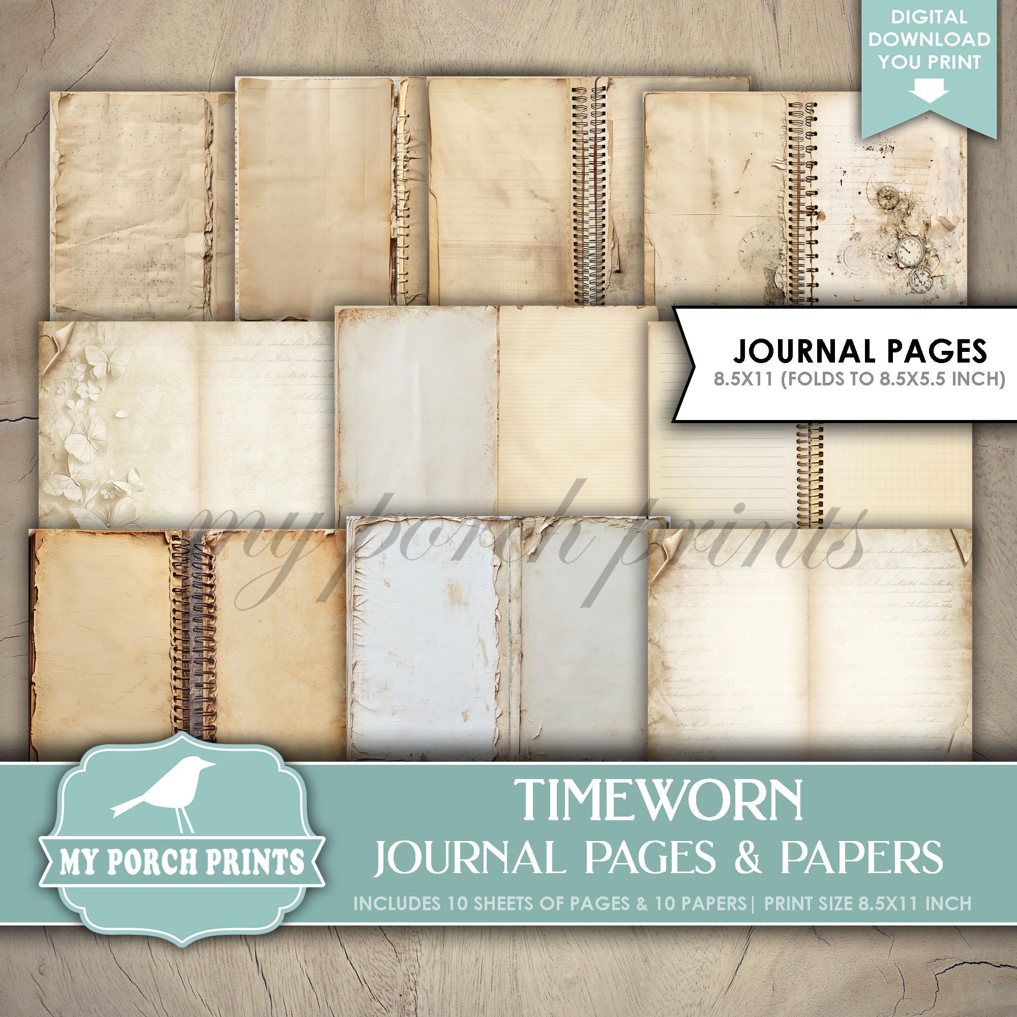 Timeworn Junk Journal PAGES & PAPERS Neutral Vintage Grunge Filler ...