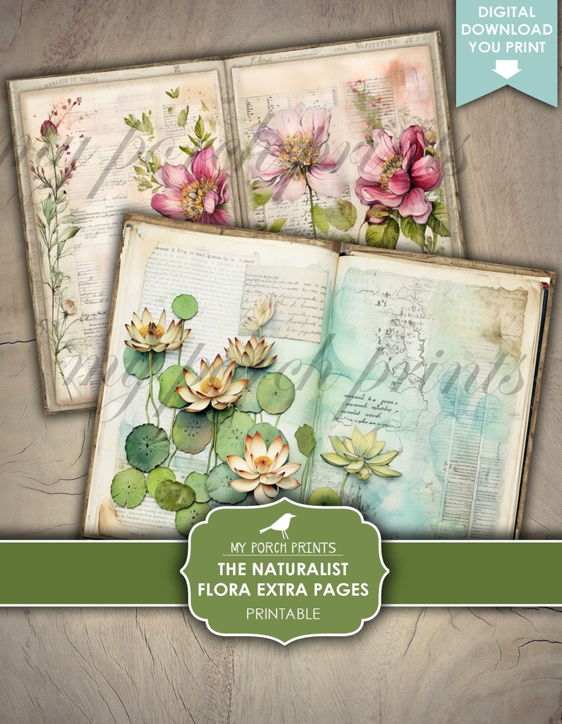 Junk Journal, Naturalist, Flora, EXTRA PAGES, Papers, Nature, Flowers ...