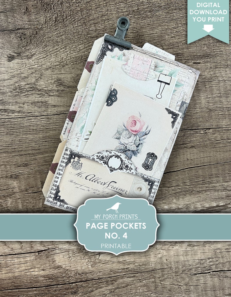 Junk Journal Page Pockets No. 4 Kit Folio Folder Shabby - Etsy