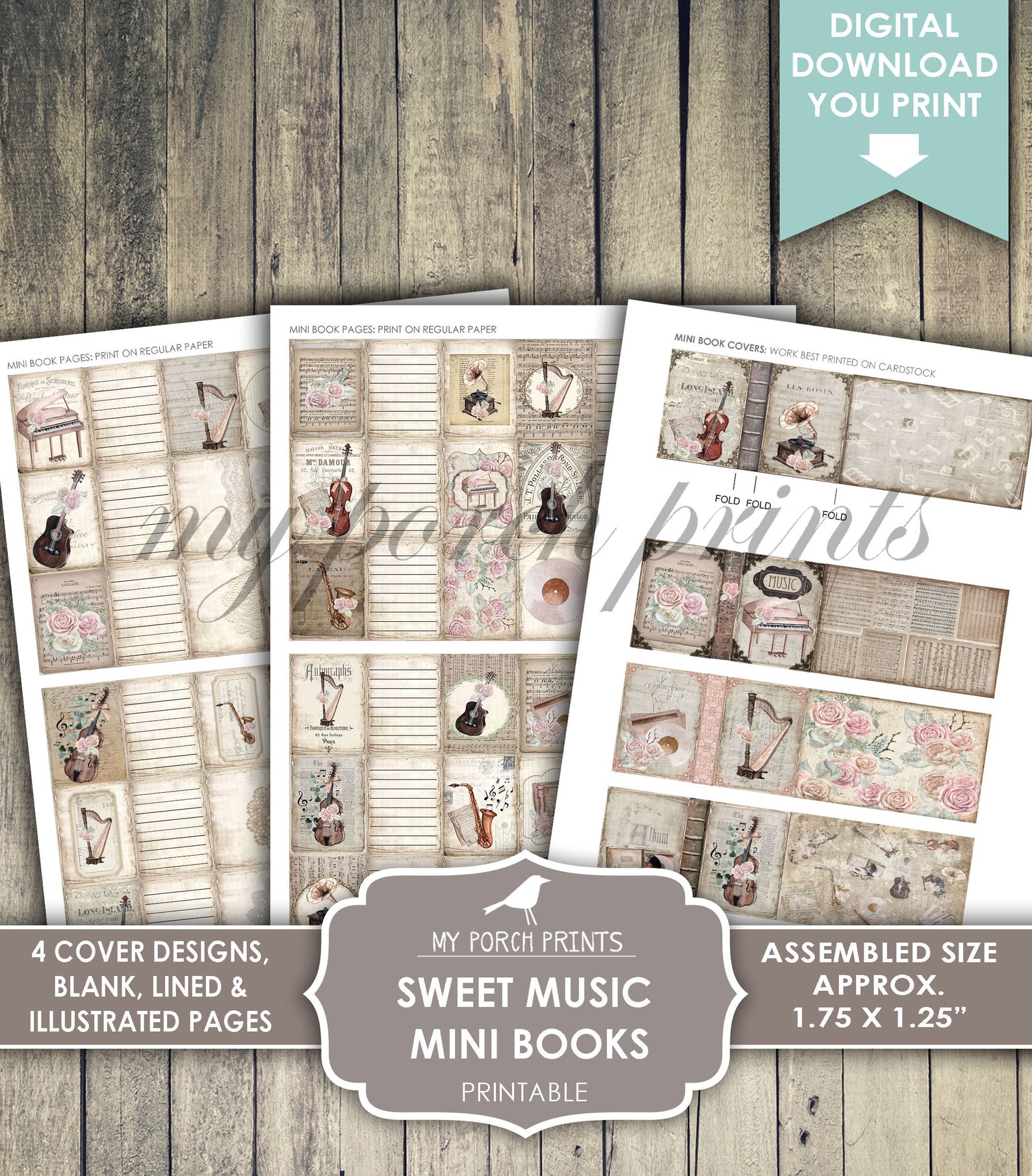 Mini Books, Sweet Music, Junk Journal, Instrument, Piano, Violin, Music ...