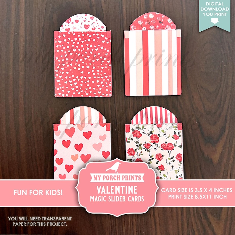 Valentine Magic Slider Cards, Junk Journal Kit Kids Gift Color Changing ...