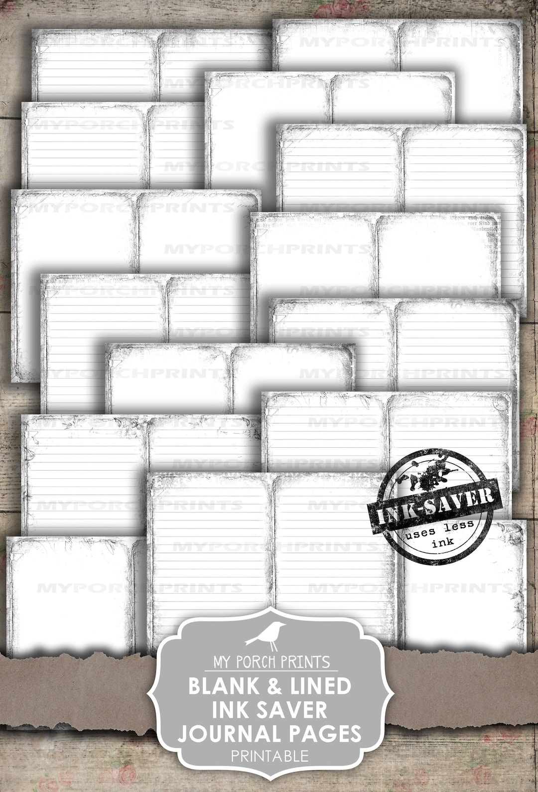 Journal Pages, Junk Journal, Printable, Papers, Ink Saver, Black and ...