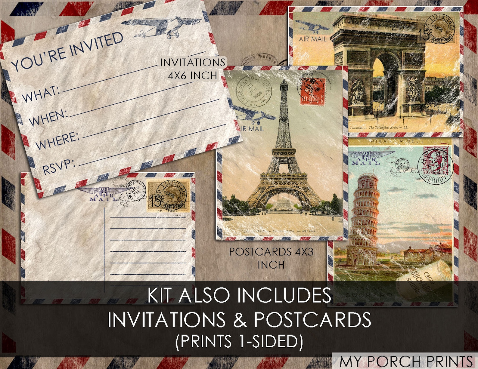 Air Mail, Kit, Postcard, Junk Journal, Envelope, Letter, Invitation ...
