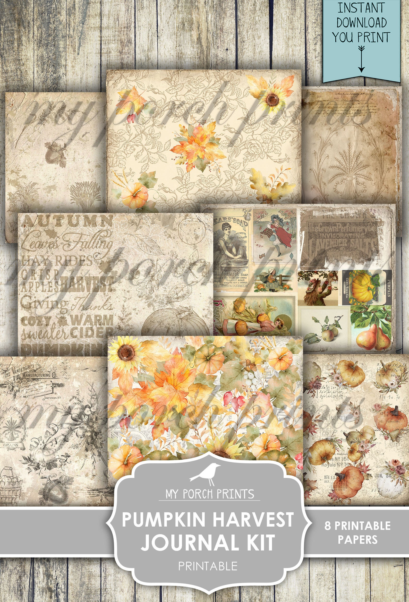 Junk Journal Kit Pumpkin Harvest Fall Autumn Sunflower - Etsy