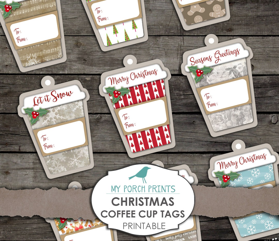 Christmas Coffee Cup to From Gift Tags, Junk Journal Ephemera, Ornament ...